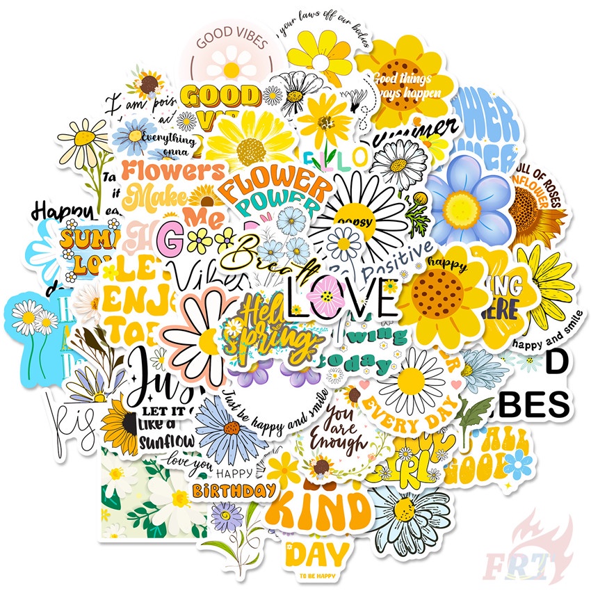 50Pcs/Set Flowers Slang Art Series 01 Stickers DIY Fashion Waterproof ...
