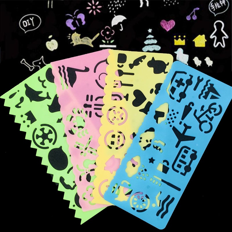 4pcs Painting Drawing Stationery Ruler Various Cartoon Animal Patterns ...