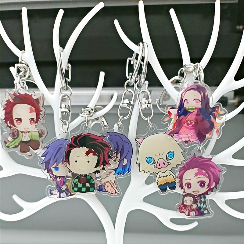 KeyChain Demon Slayer Ins Transparent Double Sided Acrylic Cartoon ...