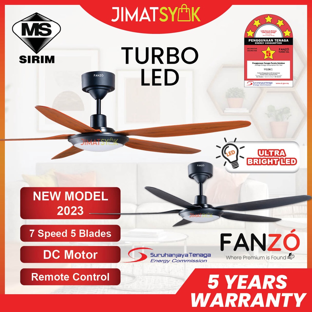 FANZÓ Fan FANZO TURBO LED 56Inch 5 Blades DC Motor with 14 Speed Remote ...