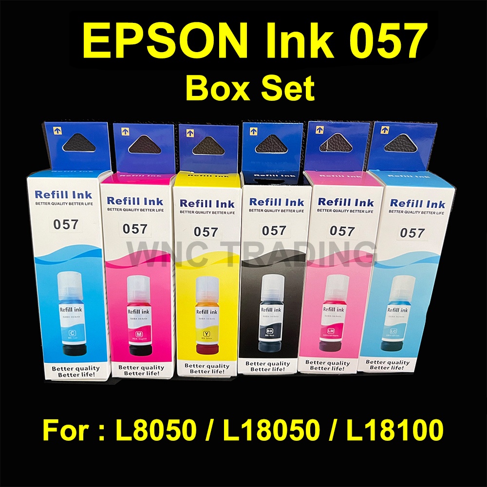 Epson Ink 057 Compatible Refill ink Bottle for Printer EcoTank L8050 / L18050 / L18100 ( 6 color ...