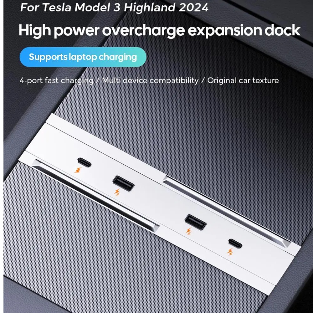 For Tesla Model 3 Highland 2024 65W Expansion Dock Central Control ...