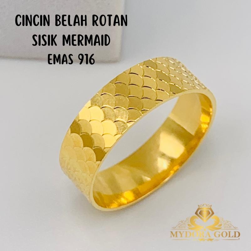 MYDORA Cincin Belah Rotan Sisik Mermaid | EMAS 916 | Shopee Malaysia