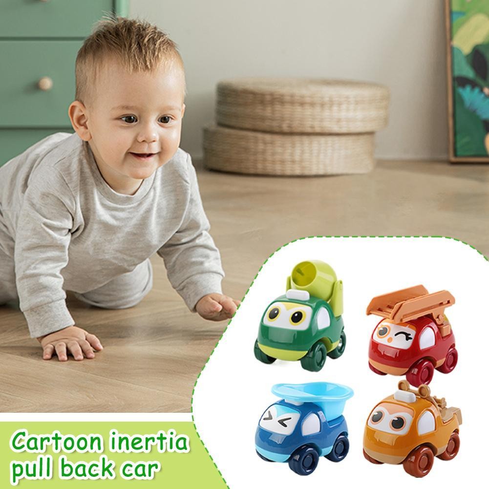 Children Toys Cartoon Kids Inertia Car Pull Back Engineering Vehicles ...