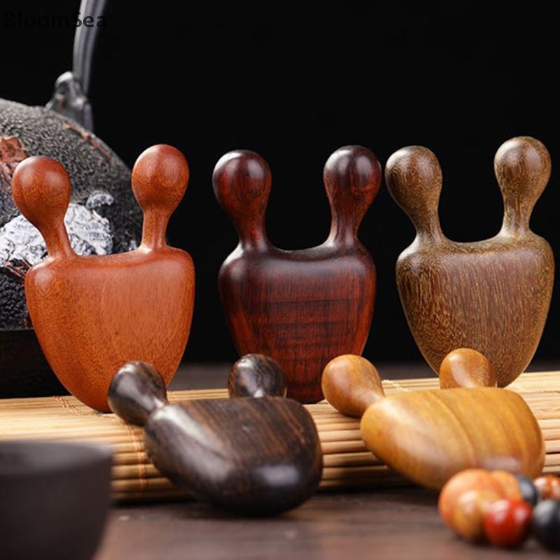 [BloomSea] 1pc Green sandalwood facial massage comb wooden handle piece ...