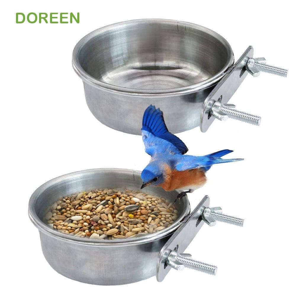 DOREEN Bird Bowls, with Clamp Holder Stainless Steel Parakeet Feeder ...