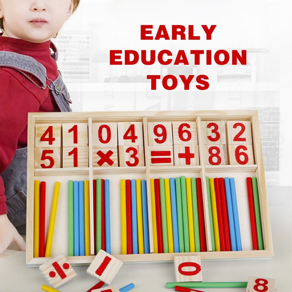 Math Manipulative Wooden Counting Blocks Sticks Kids Educational ...