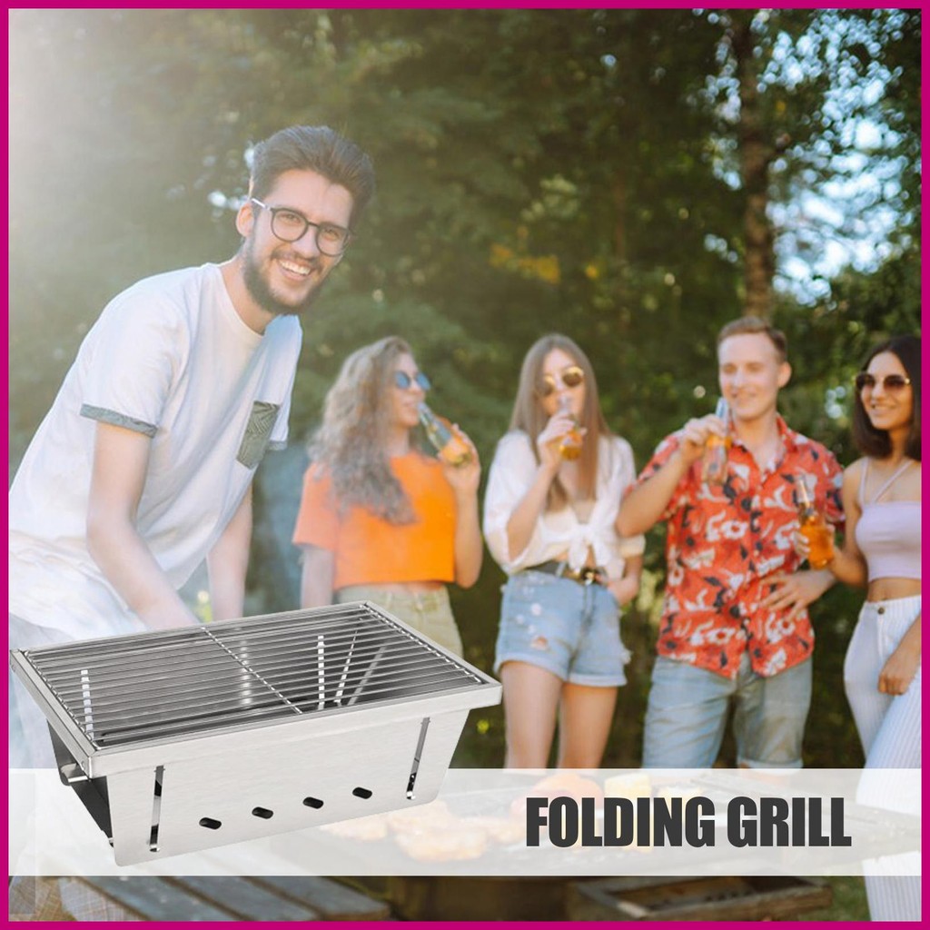 Campfire Grill Small Foldable Camping Fire Pit Heavy Duty Firepit Grill ...