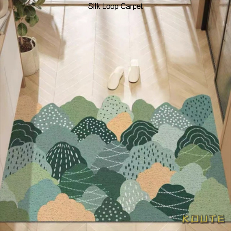 Green Grass Silk Loop Carpet Cartoon Pvc Can be Cut Entrance Door Anti ...