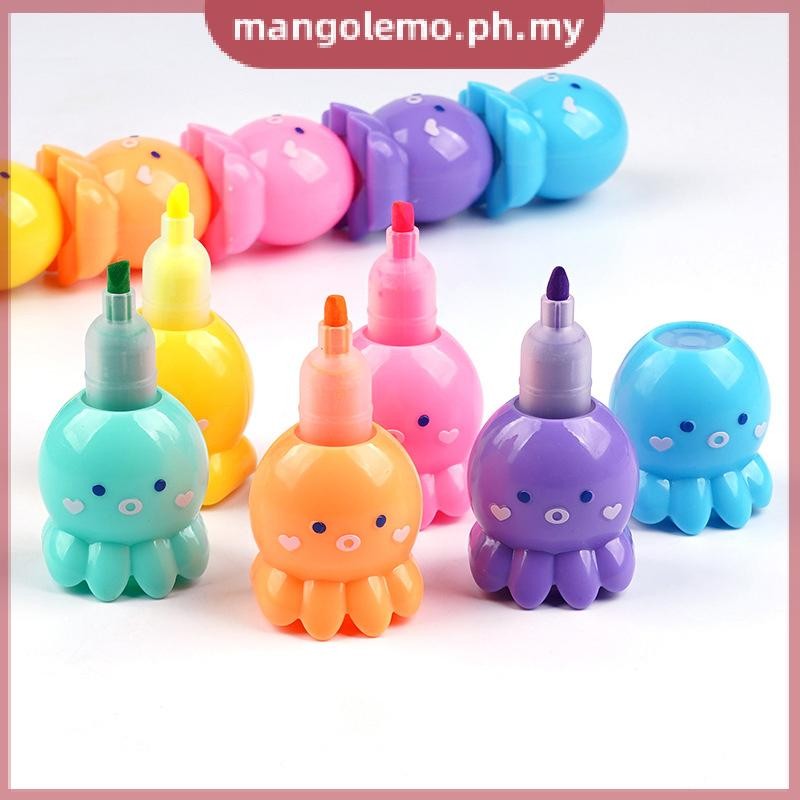 [MANGO] 5 Colors Octopus Fluorescent Marker Pen Set High Pens Painting ...
