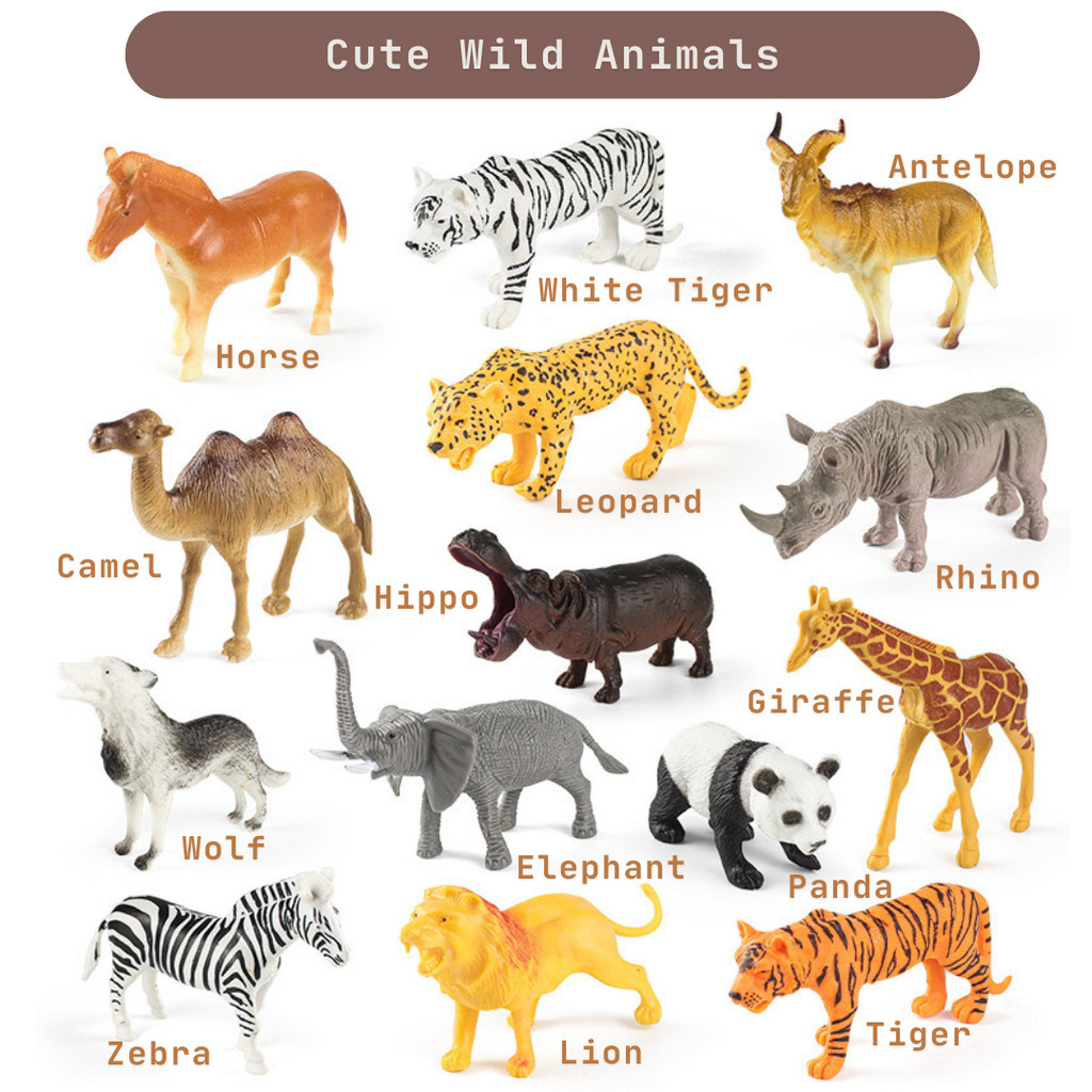 Wild Animal Figure Toy Cute for Kids Realistic Farm Animal Mainan ...