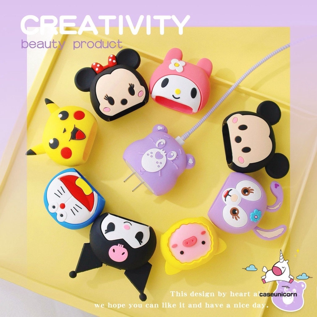 4 in 1 Cable Protector Case Cartoon Disney Cute Kuromi Mickey Minnie ...