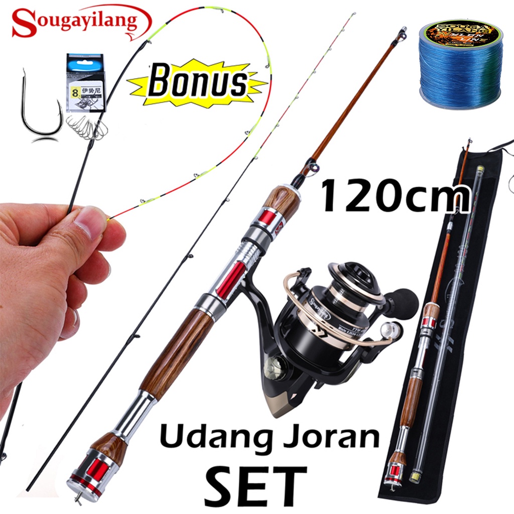 Sougayilang Shrimp Rod Set Fishing Rod + 5.2:1 Fishing Reel Fishing Rod ...