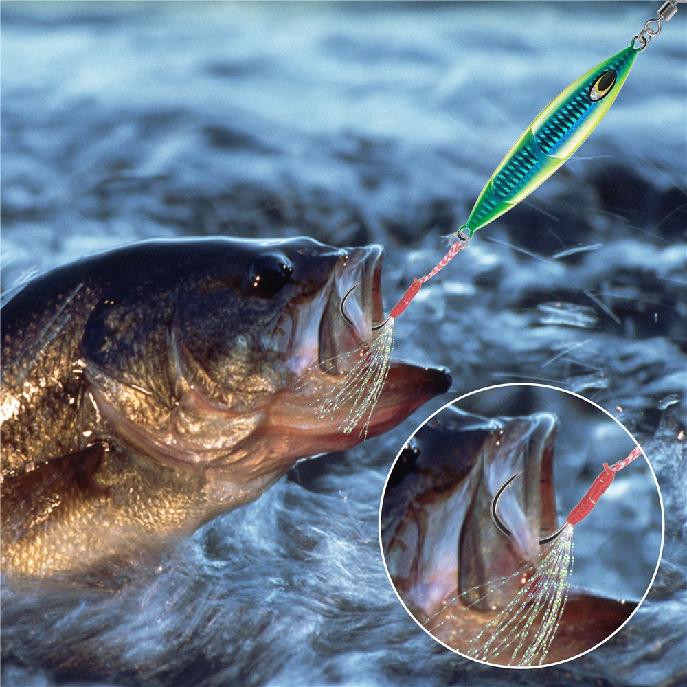 50Pcs assist hooks for slow jigging Metal Jig Barbed Hook Tying Up ...