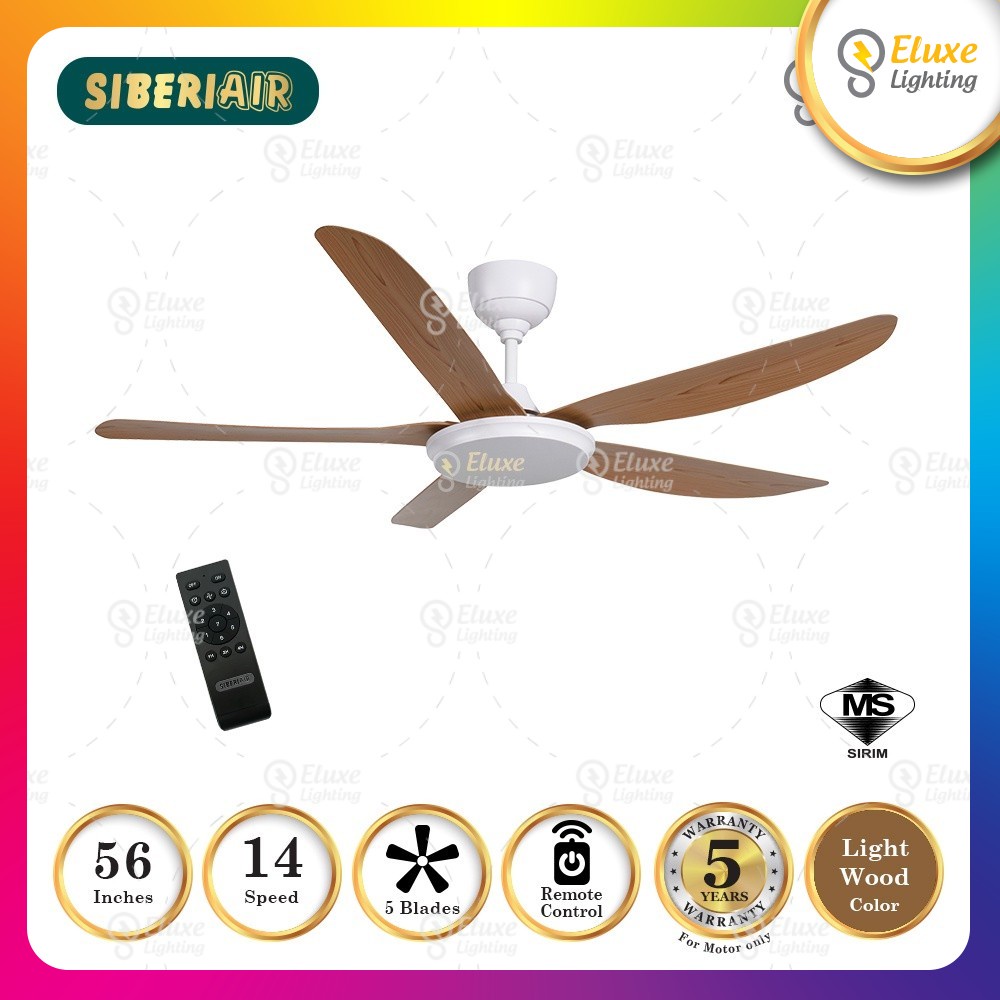 [SIRIM] SIBERIAIR SI11 56" DC MOTOR CEILING FAN LIGHT WOOD / DARK WOOD ...