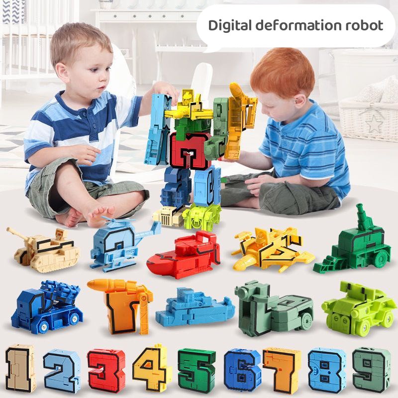 Number Deformation Robot Toys Assemble Building Blocks Kits Digital ...