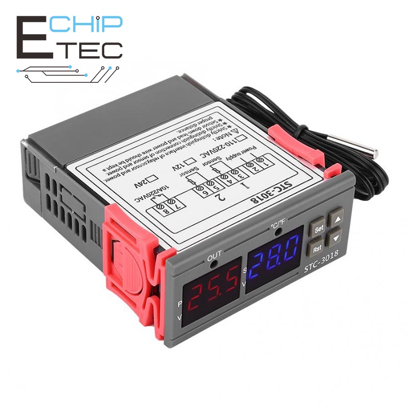 1PCS 1M Temperature Controller 12V/24V/110-220V Dual Digital Temperature Controller STC-3018 ...
