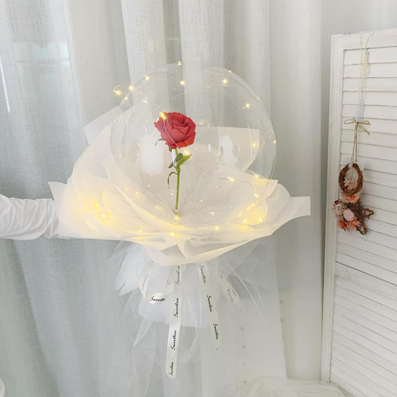 LED Rose Flower Bouquet Balloon DIY BOBO flower Bouquet Set Belon Bunga ...