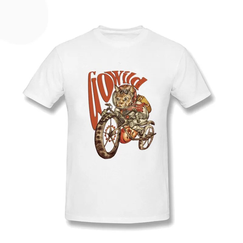 Men's T Shirt Berserk Steampunk Motorcycle Cat Go Wild Short Sleeve ...