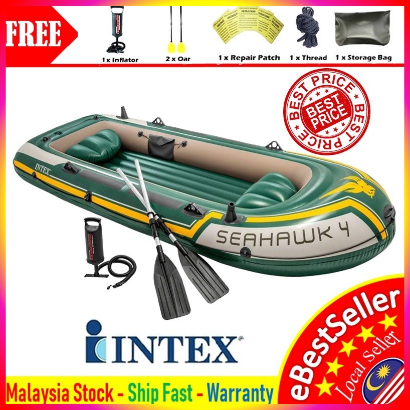 🔥🔥 SEAHAWK 4 INTEX 68351 4 Persons Kayak Rescue Fishing Inflatable Raft ...