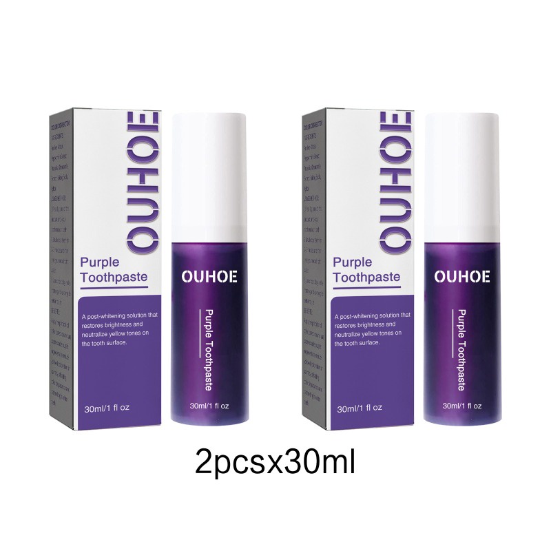 Ouhoe Purple Toothpaste V34 Teeth Color Corrector Whitening Teeth Remove Dental Stain Reduce ...