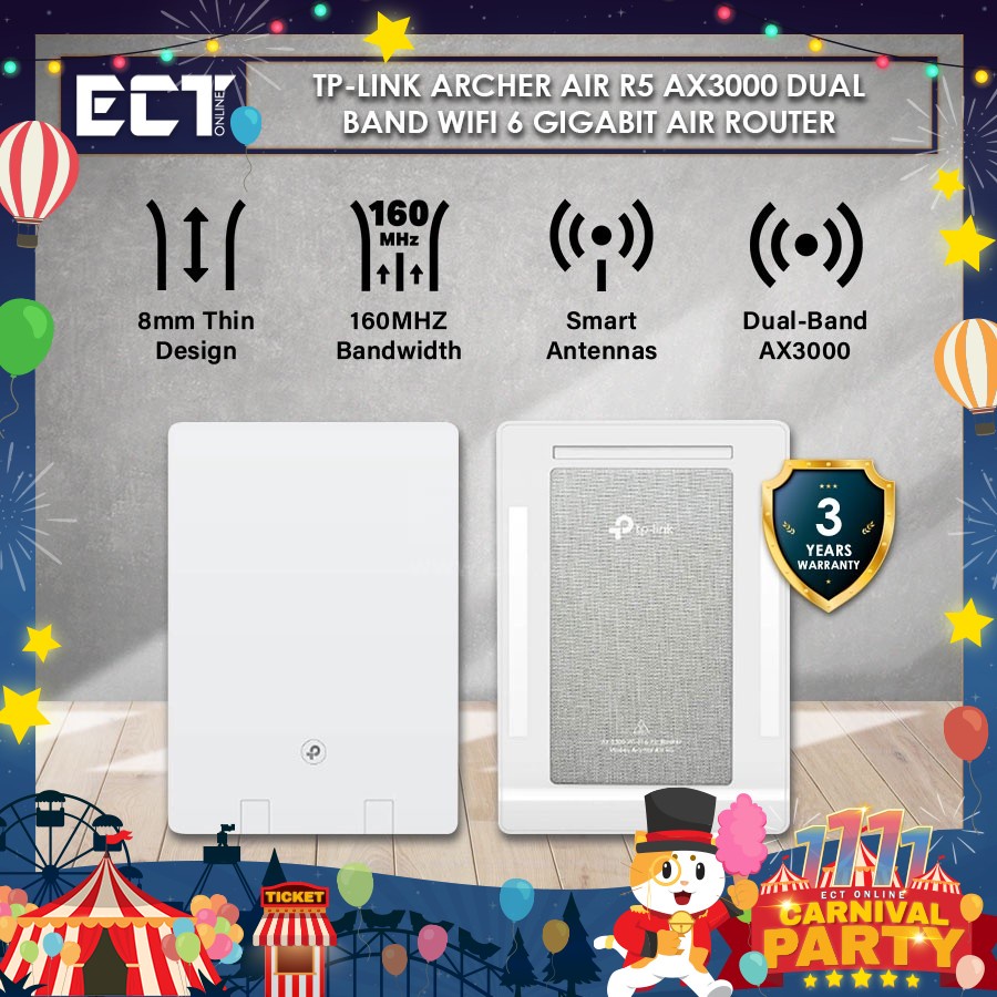 TP-Link Archer Air R5 AX3000 Dual Band WiFi 6 Gigabit Air Router ...