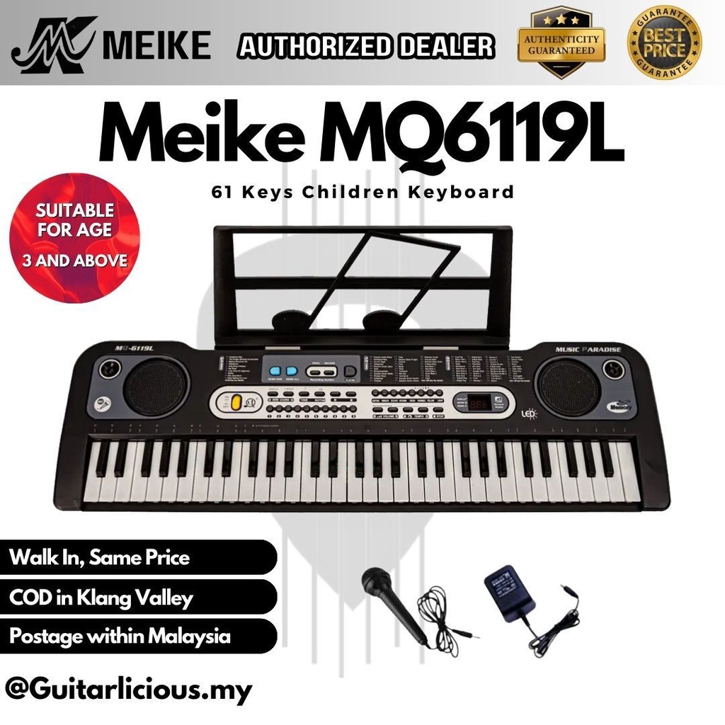 MEIKE 61 Keys Electronic Learning Keyboard with Lighting Keys ( MQ6119L ...