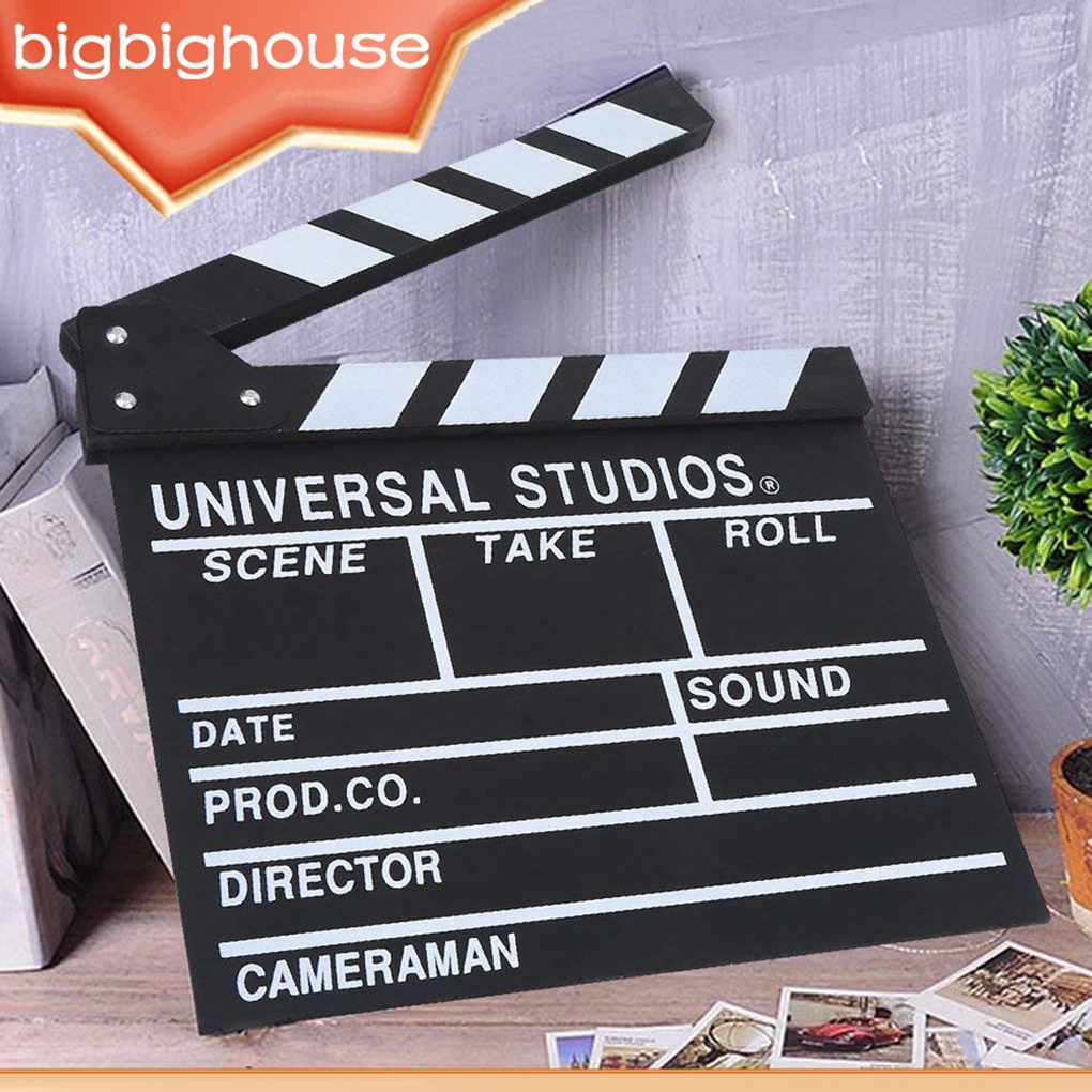 【Biho】Wood Clapper Board Reusable Photographic Prop Director Clapboard ...
