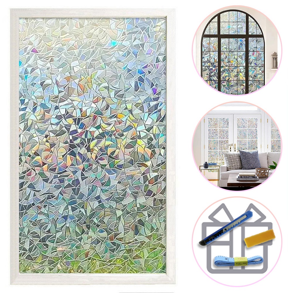Window Film Sticker 3D Rainbow Window Sticker Removable Non-Adhesive ...