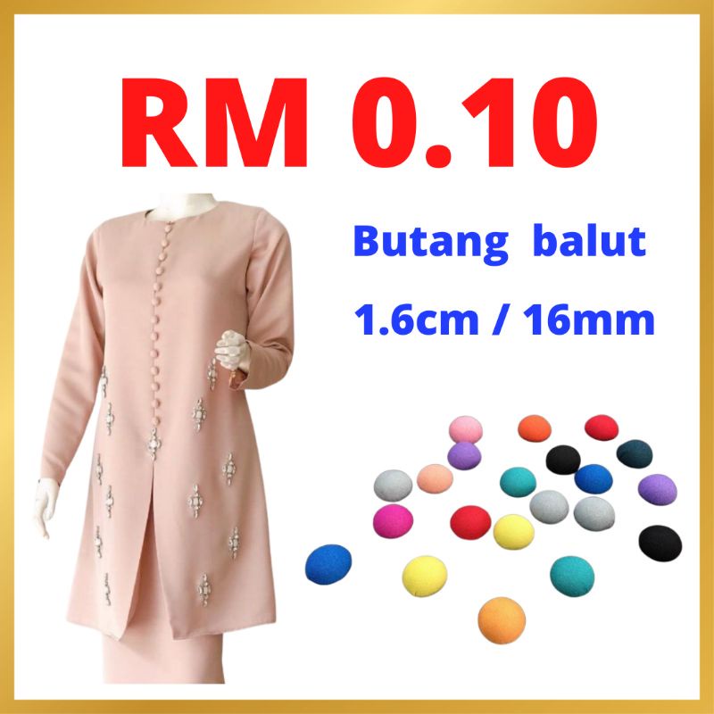 10 Biji Butang Balut Kain Butang Bungkus Kain 16cm 16mm Button Baju Kebaya Shopee Malaysia