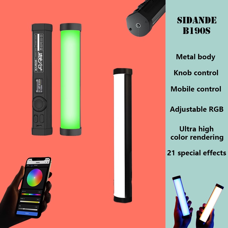 SIDANDE B190S Aluminum RGB Six inch Light Rod Portable outdoor Magnetic ...