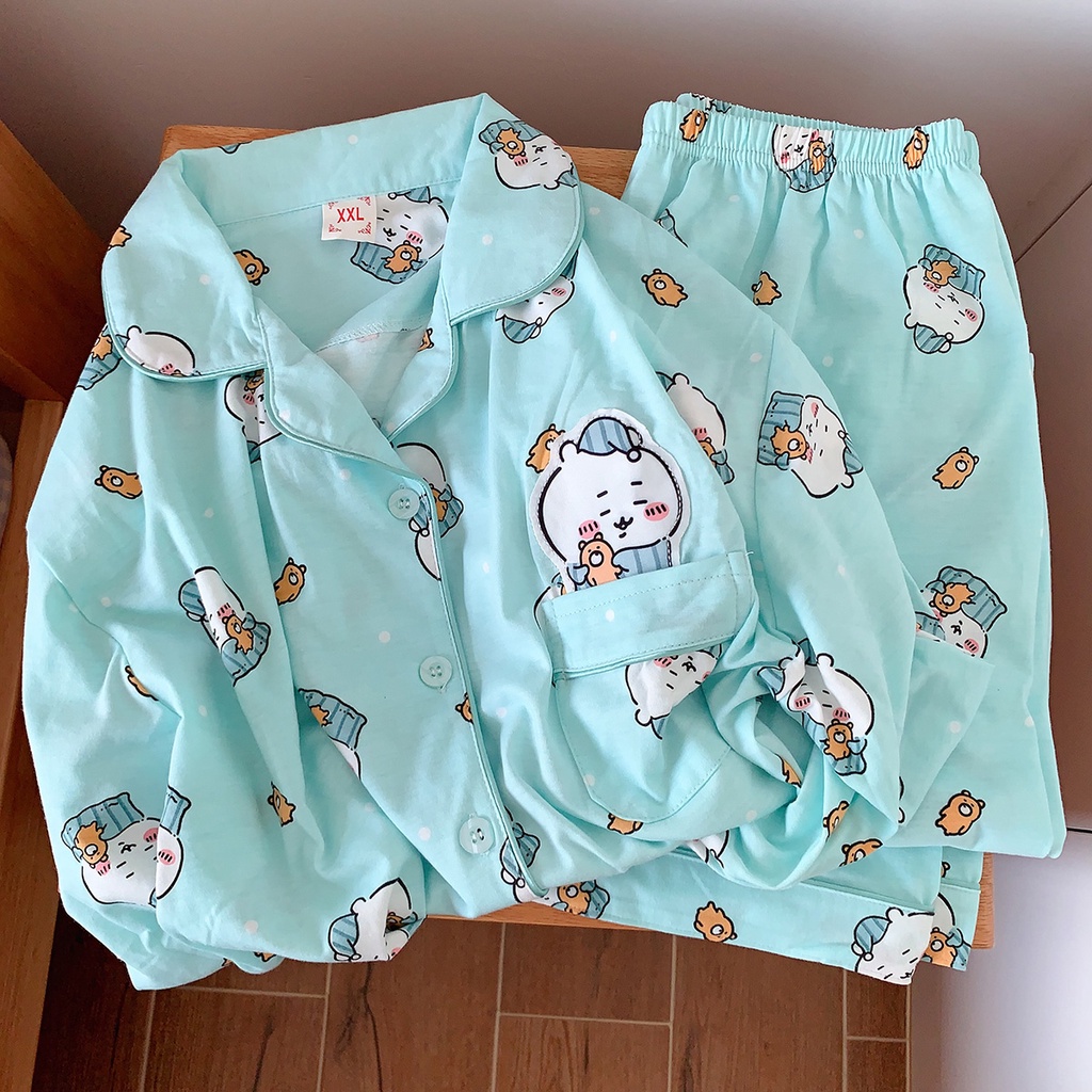 Chiikawa chiikawa Pajamas Women Long Sleeve Spring Autumn Pure Cotton ...