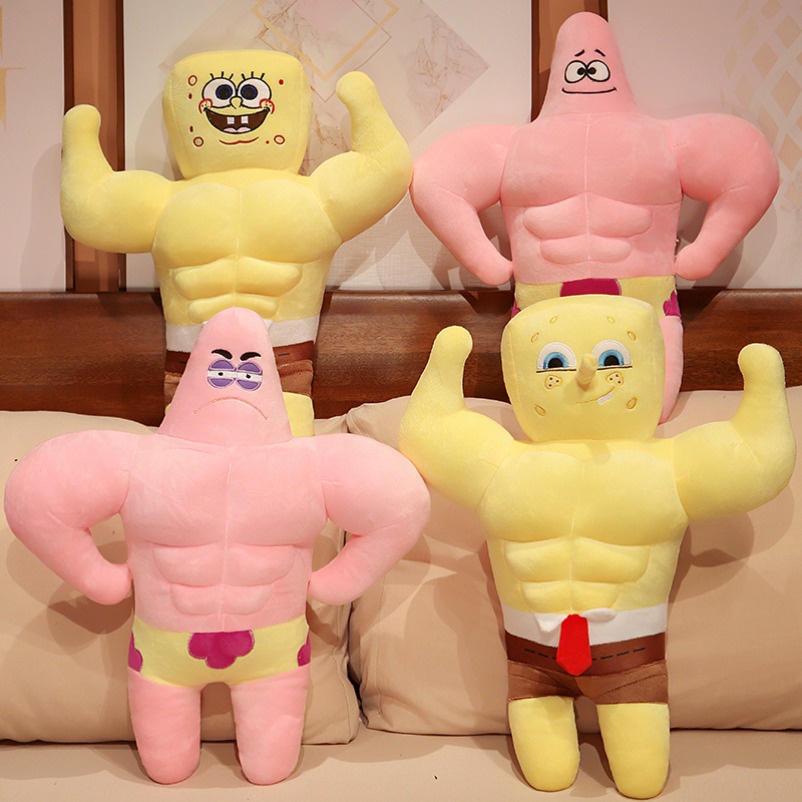 50/70/90cm Stuffed Toy Fitness Muscle Spongebob Patrick Star Plush Toy ...