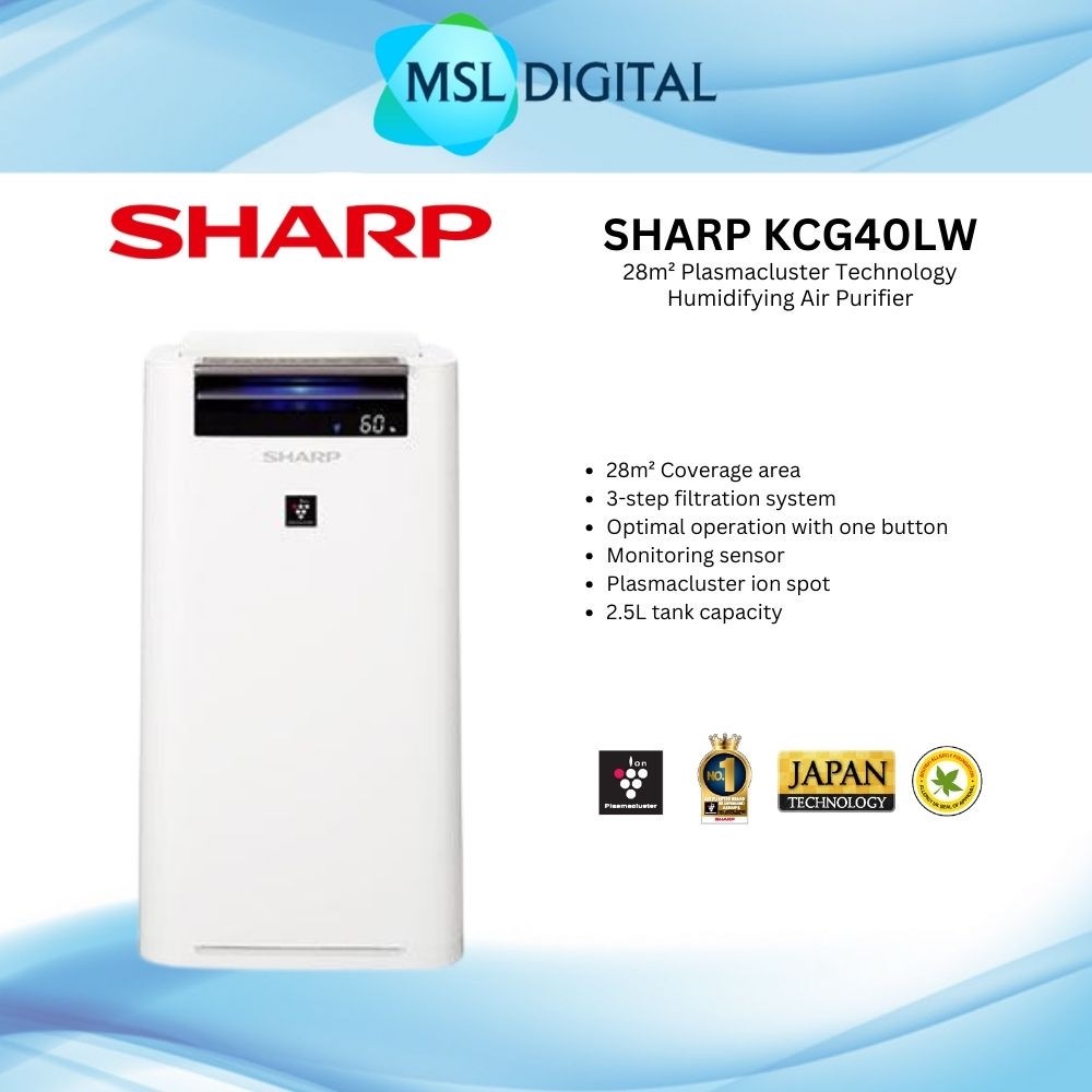SHARP Plasmacluster Technology Humidifying Air Purifier - KCG40LW | Shopee Malaysia
