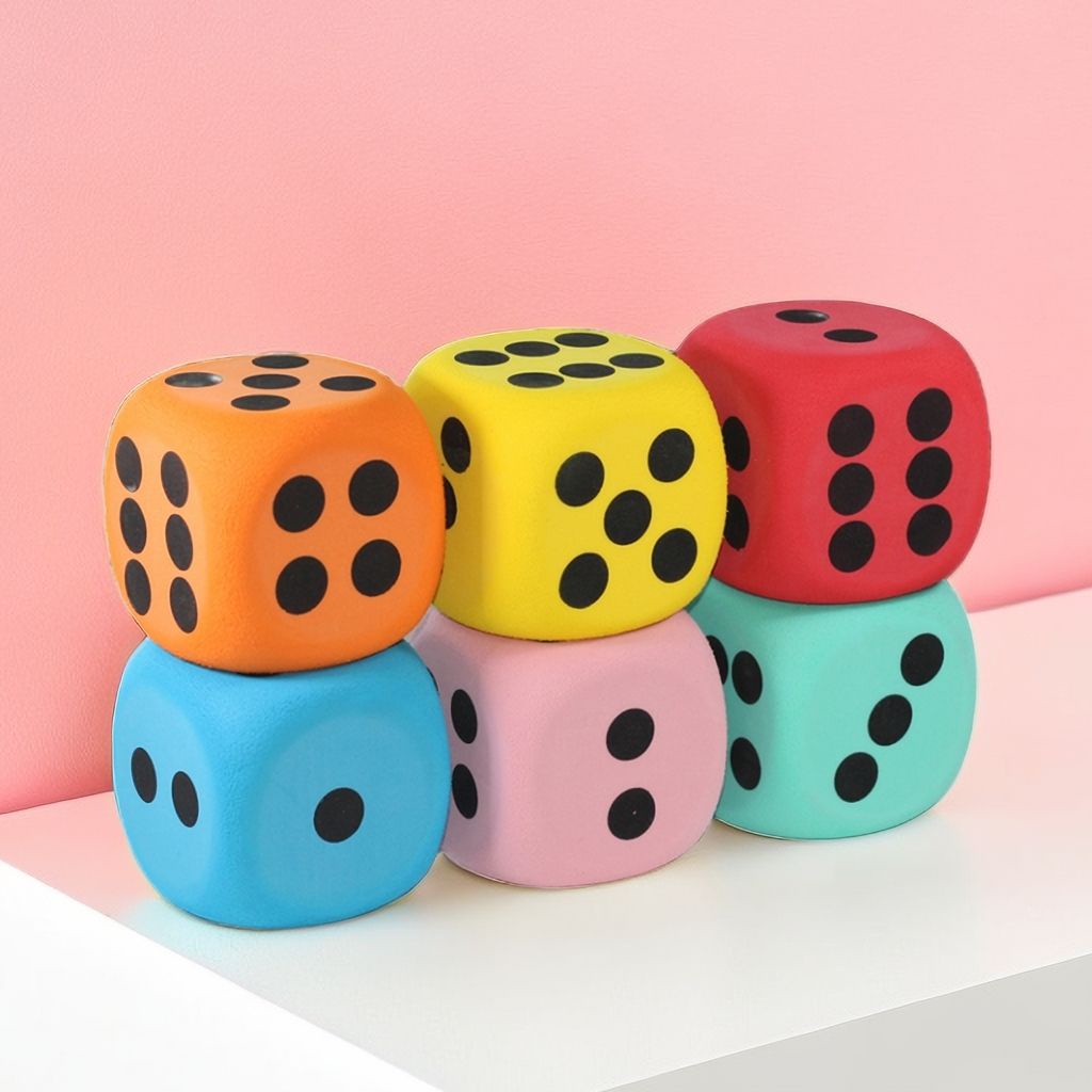 8cm Round Corner Dice Six-Sided Fun Color Children Teaching Aids Toy ...