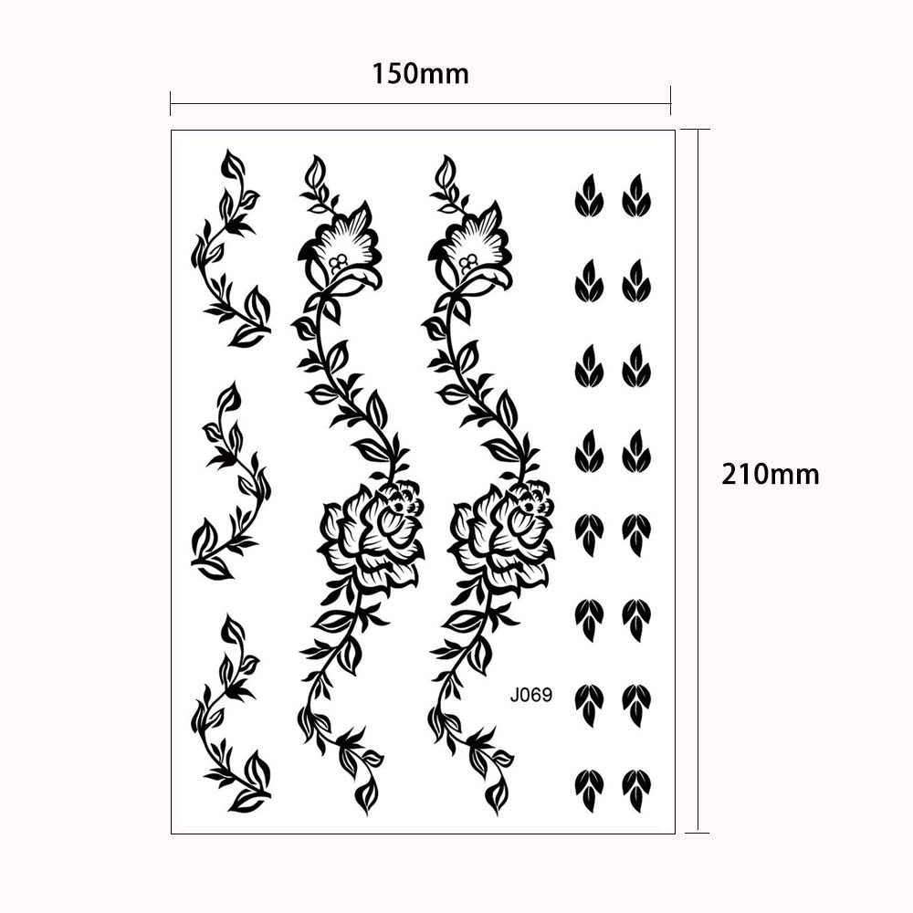 Black White Red Brown Henna Sticker Waterproof Temporary Tattoos for ...