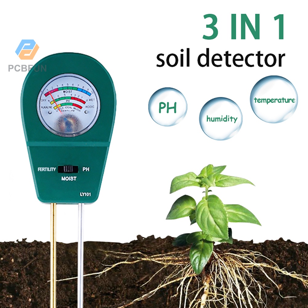 Pcbfun Soil Ph Meter 3-in-1 Soil Tester Plant Moisture Fertility Ph ...