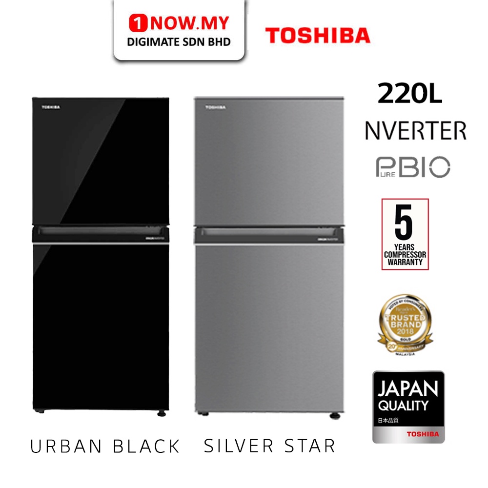 TOSHIBA 220L Inverter 2 Doors Top Mount Freezer Refrigerator GR-RT230WE ...