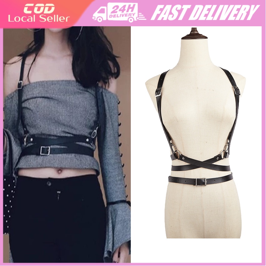 Fashion Chest Waist Straps Suspenders Belt PU Leather Harness Belts ...