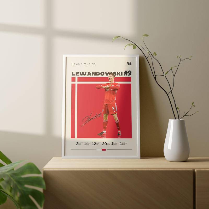 Robert Lewandowski Poster, Bayern Munich Football canvas Print ...