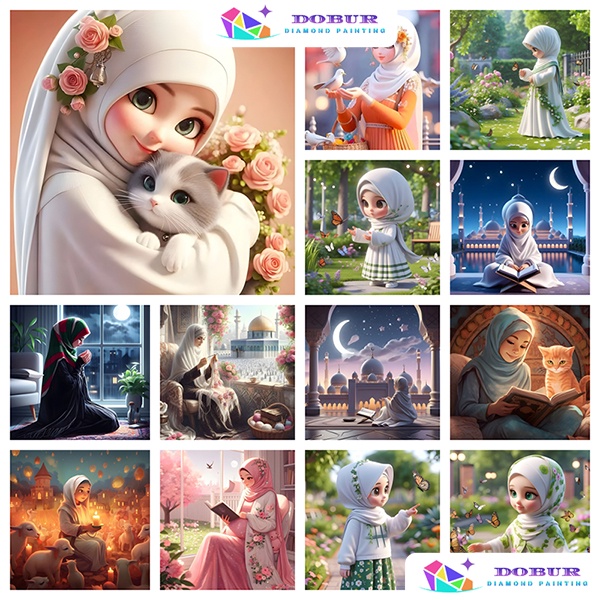 DOBUR | Diamond Painting Set | Islamic Muslim Girl 5D DIY Round/Square ...