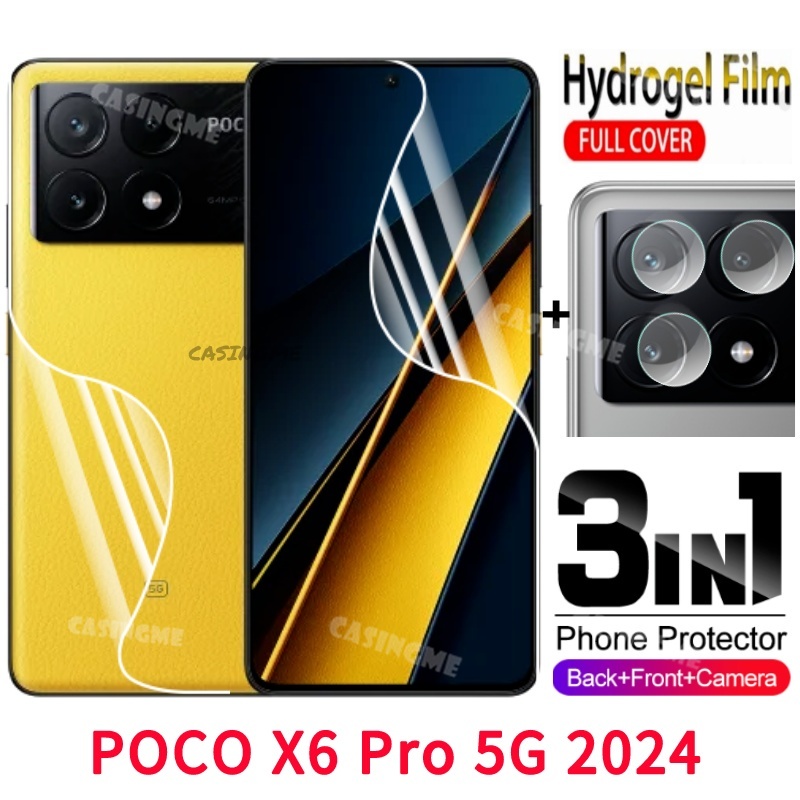 Poco X6 Pro 5G 2024 3in1 Hydrogel Film Not Tempered Glass Front Back ...