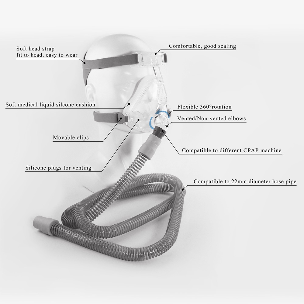 CPAP Full Face Mask 22mm Universal Respirator Ventilator Nose Mask CPAP ...