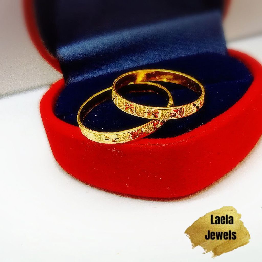 LAELA CINCIN BELAH ROTAN SLIM RIVER PADU EMAS TULEN 916 GOLD RING ...