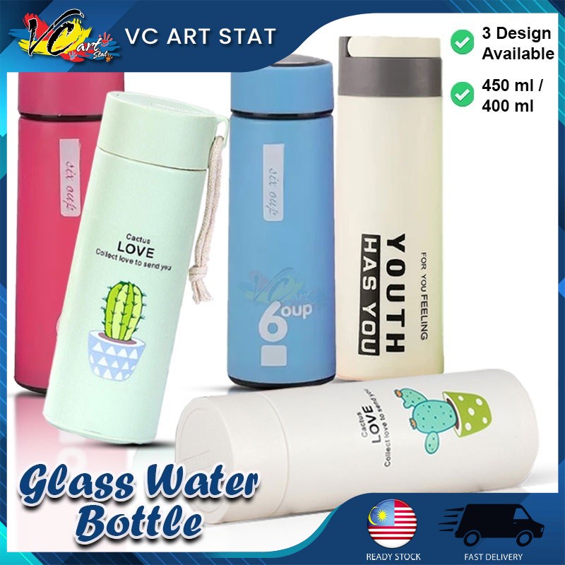 VC Art Cute Hot and Cold Glass Drinking Water Bottle Tumbler Design ...