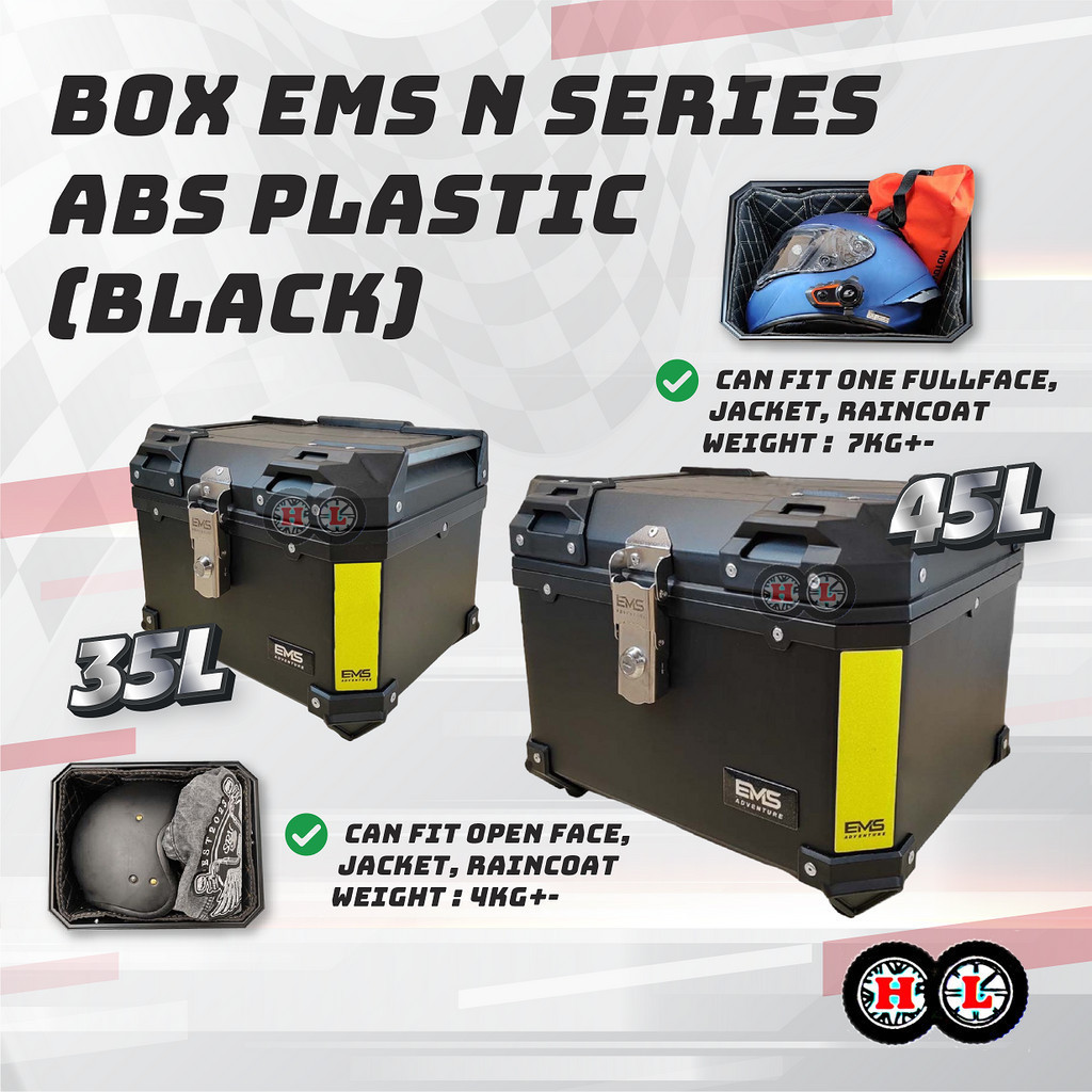 EMS TOP BOX N SERIES ABS PLASTIC 35 / 45 LITER MOTORCYCLE BOX ...