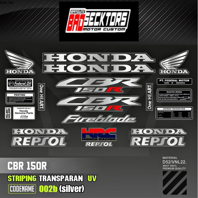 Transparent Variation Striping Sticker Uv Cbr 150 R (Cbr 150 R Facelift ...
