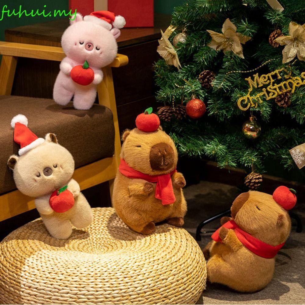 FUHUI Capybara Plush Toy, Cartoon Red Scarf Christmas Capybara Plush ...