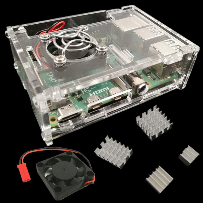 Raspberry pi 4th Generation Shell Raspberry pi 4B Acrylic Transparent Radiator Fan Protective ...
