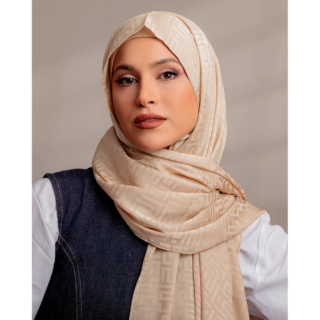 Bokitta Jacquard Monogram Hazel - Premium Plain Jacquard Crepe Satin ...